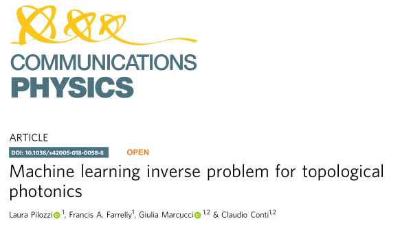 Topological machine learning paper published – Website of Claudio Conti